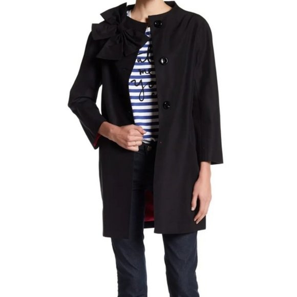 kate spade | Jackets & Coats | Kate Spade Black Bow Tie Coat | Poshmark